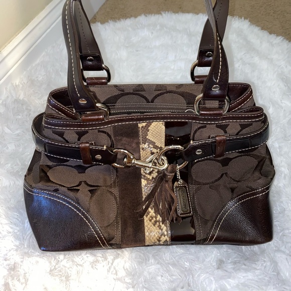 Coach | Bags | Coach Hamptons Signature Canvas Python Tote | Poshmark